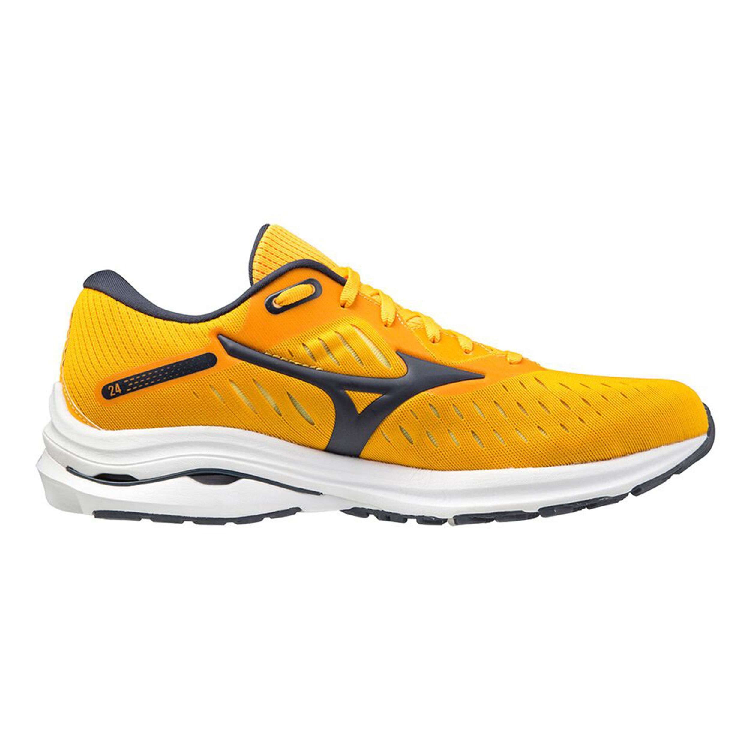 Buy Mizuno Wave Rider 24 Neutral Running Shoe Men Golden Yellow Grey in size 42 online Running Point COM